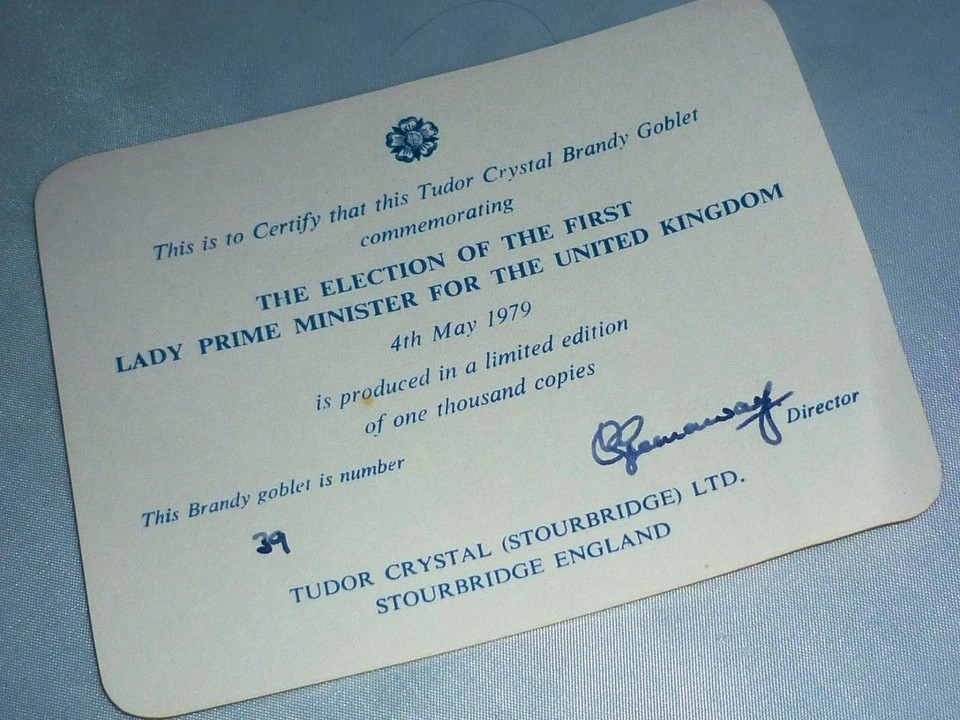 TUDOR CRYSTAL LTD EDITION MARGARET THATCHER ELECTION 1979 BRANDY ...