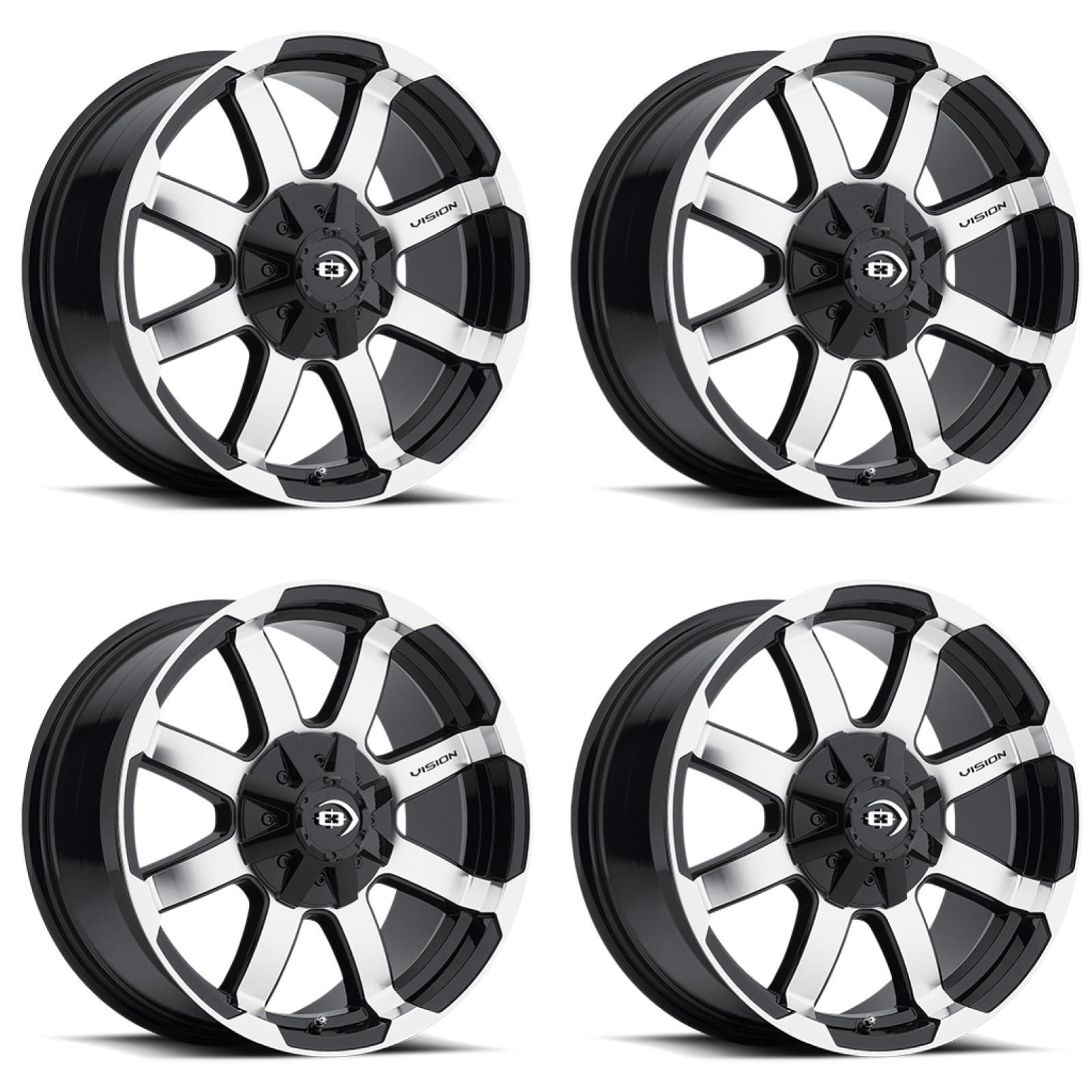 Vision Wheel 413-5783GBMF-12 Set / 4 Black w Machined Face 413 Valor ...