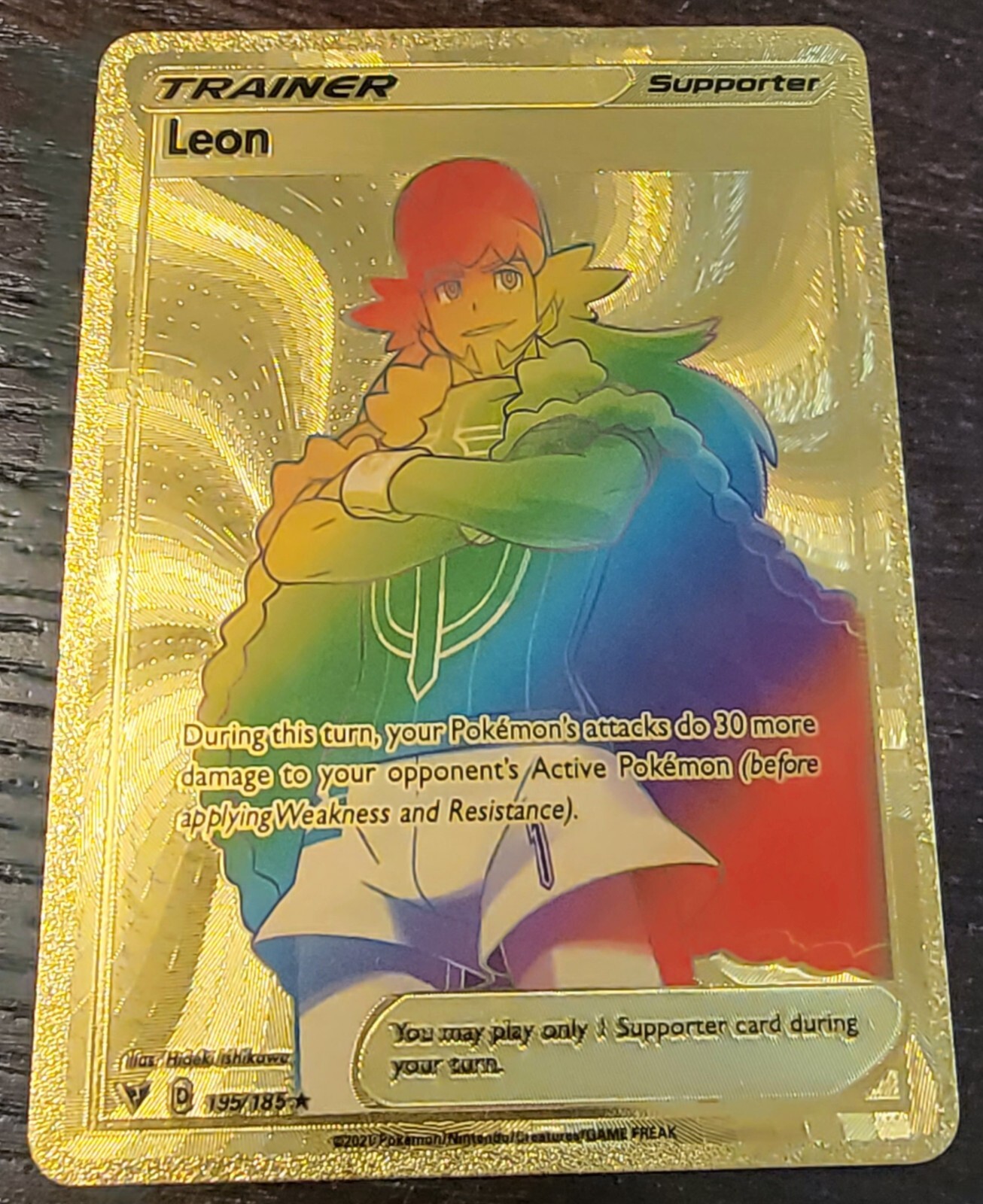 Pokemon Card Trainer Leon 195/185 Rainbow Secret Rare Full Art Vivid ...