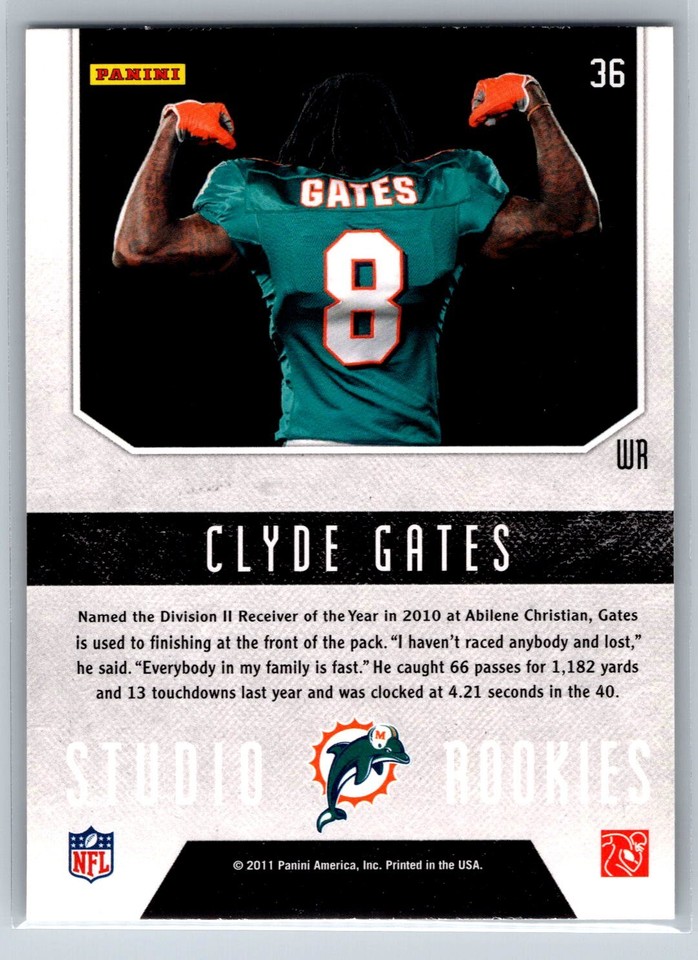 2011 Panini Rookies & Stars Clyde Gates Rookie Miami Dolphins RC #36 | eBay