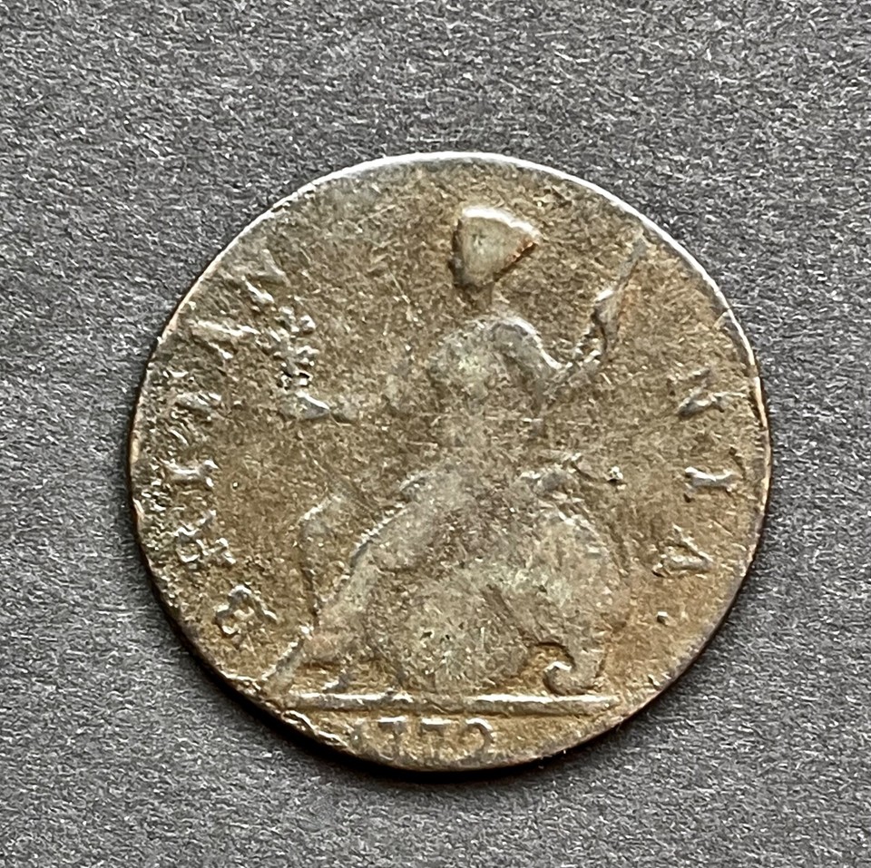 1772 Early Machin's Mills Colonial Copper 1/2P, GEORGIVS III REX ...