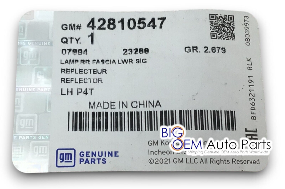 2021-2025 Chevrolet Trailblazer Driver Rear Lower Bumper Reflector OEM ...