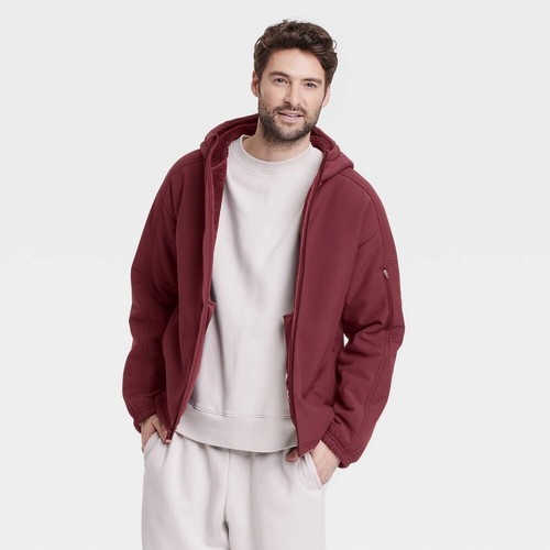 All In Motion Men's MAROON Soft Shell Fleece Jacket MEDIUM wind/water ...