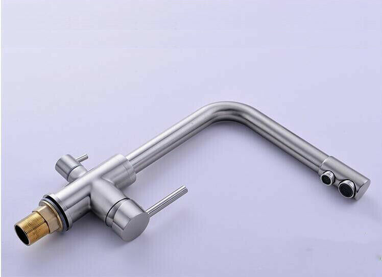 Pure Drinking Water Supply Spout 3 Way Faucet Mixer Swivel Brushed ...