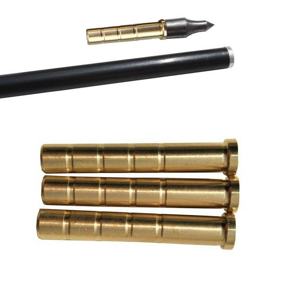12Pcs 100Grain Heavy Weight Arrow Brass Inserts Base Archery ID6.2mm ...