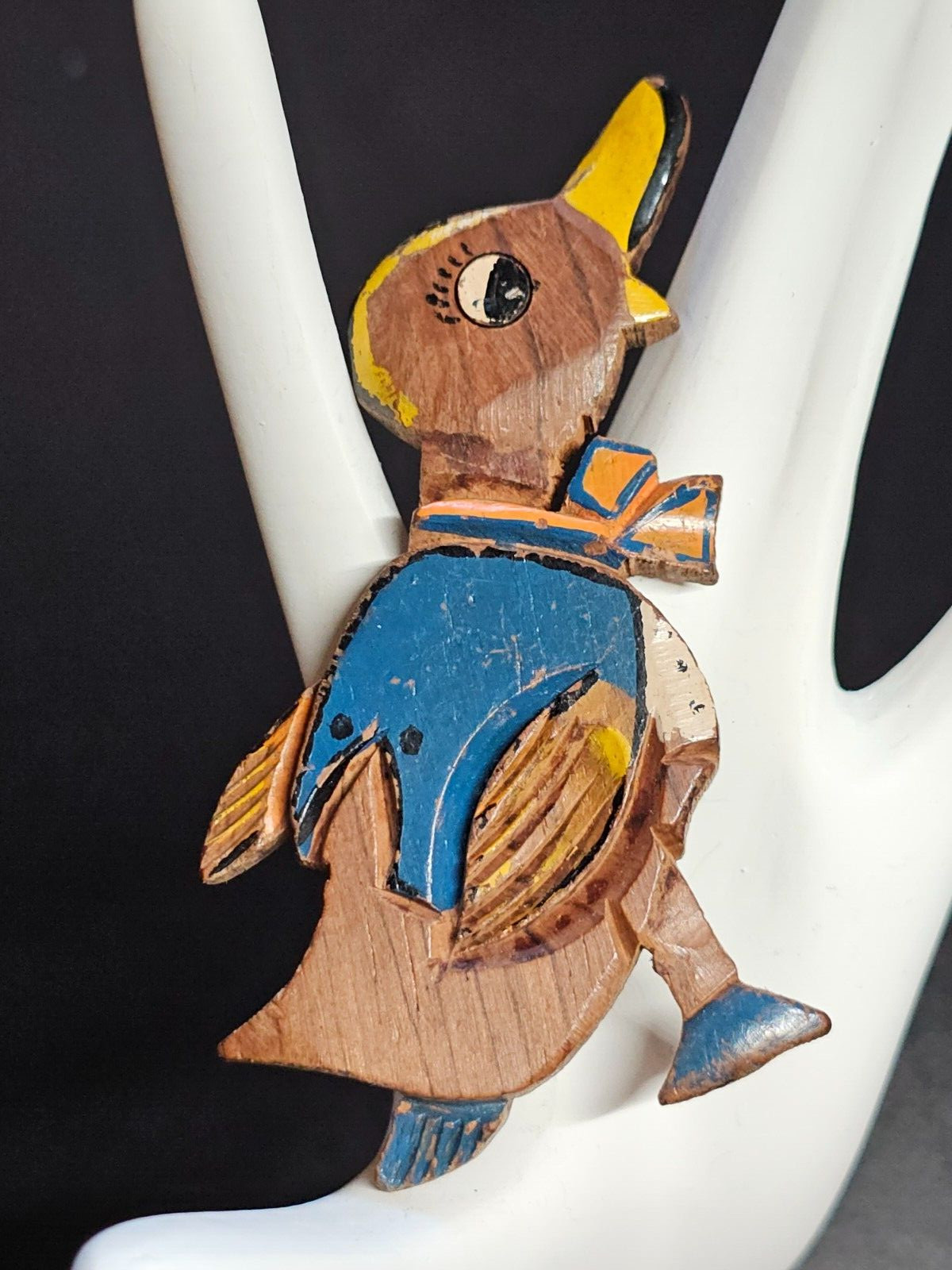 Large 3.5" Vtg 1930s Painted Wood Duck Bird Brooch Pi… - Gem