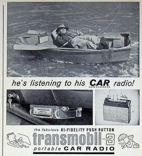 1963 Transmobil Mark 3 Portable Car Radio Vintage Print Ad Fishing Boat ...