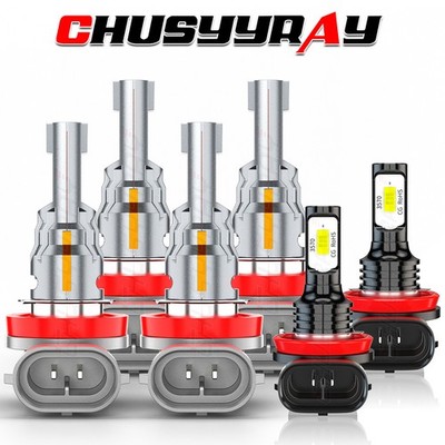 H9 H11 High Low Beam LED Headlight + H11 Bulbs Fog Light Super White ...