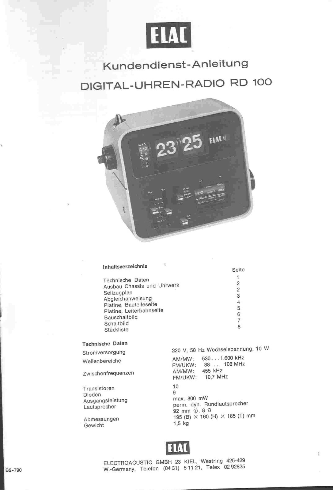 Elac Service Manual für RD 100 Copy | eBay.de