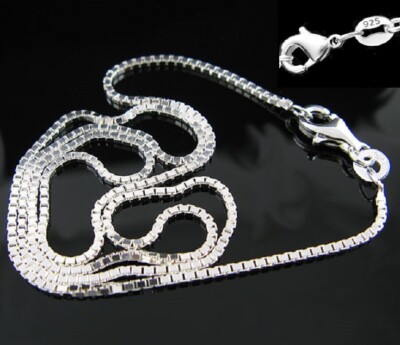 Sterling Silver Box Chain Necklace or Figaro or Twist Lengths 18-26 ...