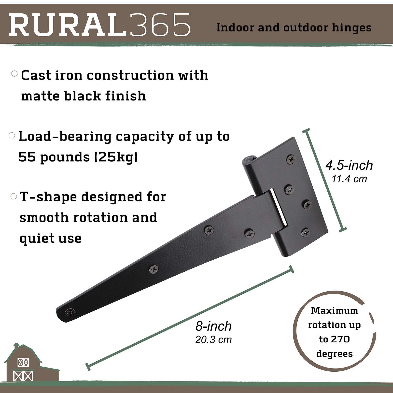 Rural365 Triangle Door Hinge 4 Pk - Heavy Duty 8in Farmhouse Style Door ...