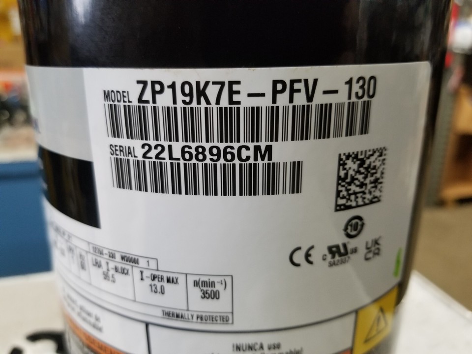 COPELAND ZP19K7E-PFV-130 19,000 BTU 230V 1PH 60HZ R-FOUR TEN A SCROLL A ...