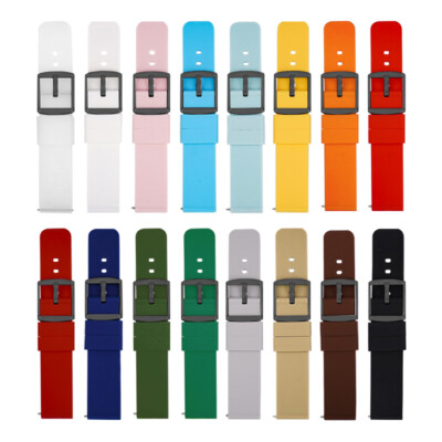 BLACK WINGED BUCKLE SILICONE RUBBER MART WATCH STRAP 12MM 24MM QUICK ...