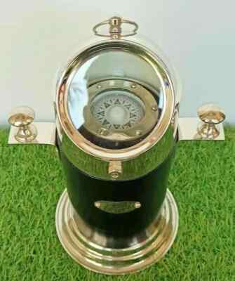 Gimbal Compass Brass & Wooden 11" Ships Binnacle Gimballed Compass ...