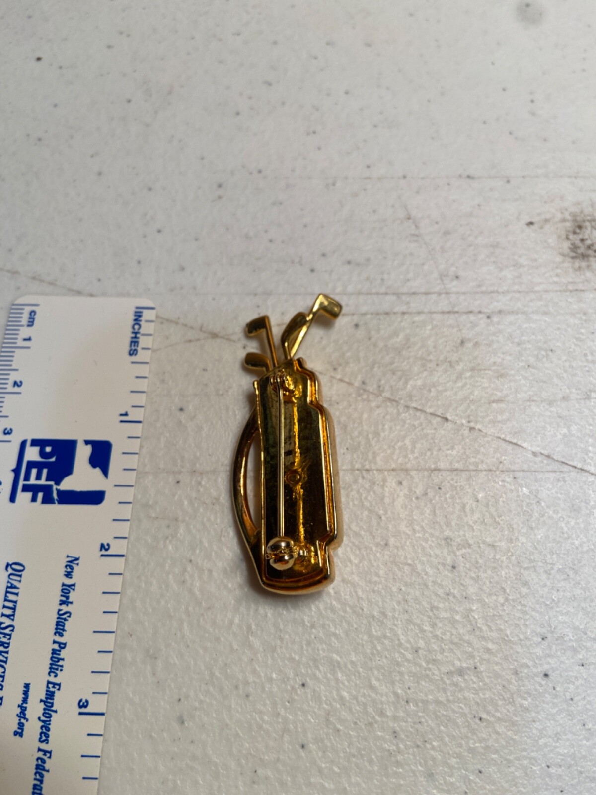 Vintage Golf Bag BROOCH PIN Clubs Rhinestones Gold To… - Gem