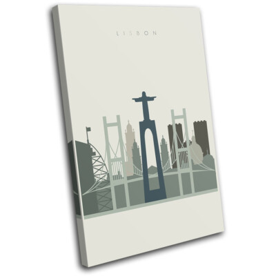Lisbon Portugal Landmark Skyline City SINGLE CANVAS WALL ART Picture ...
