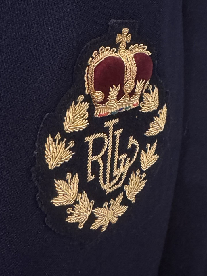 LRL Ralph Lauren Blazer Navy Crest & Crown Gold Buttons Worsted Wool ...