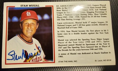 Stan Musial Signed Autographed Postcard Baseball | eBay