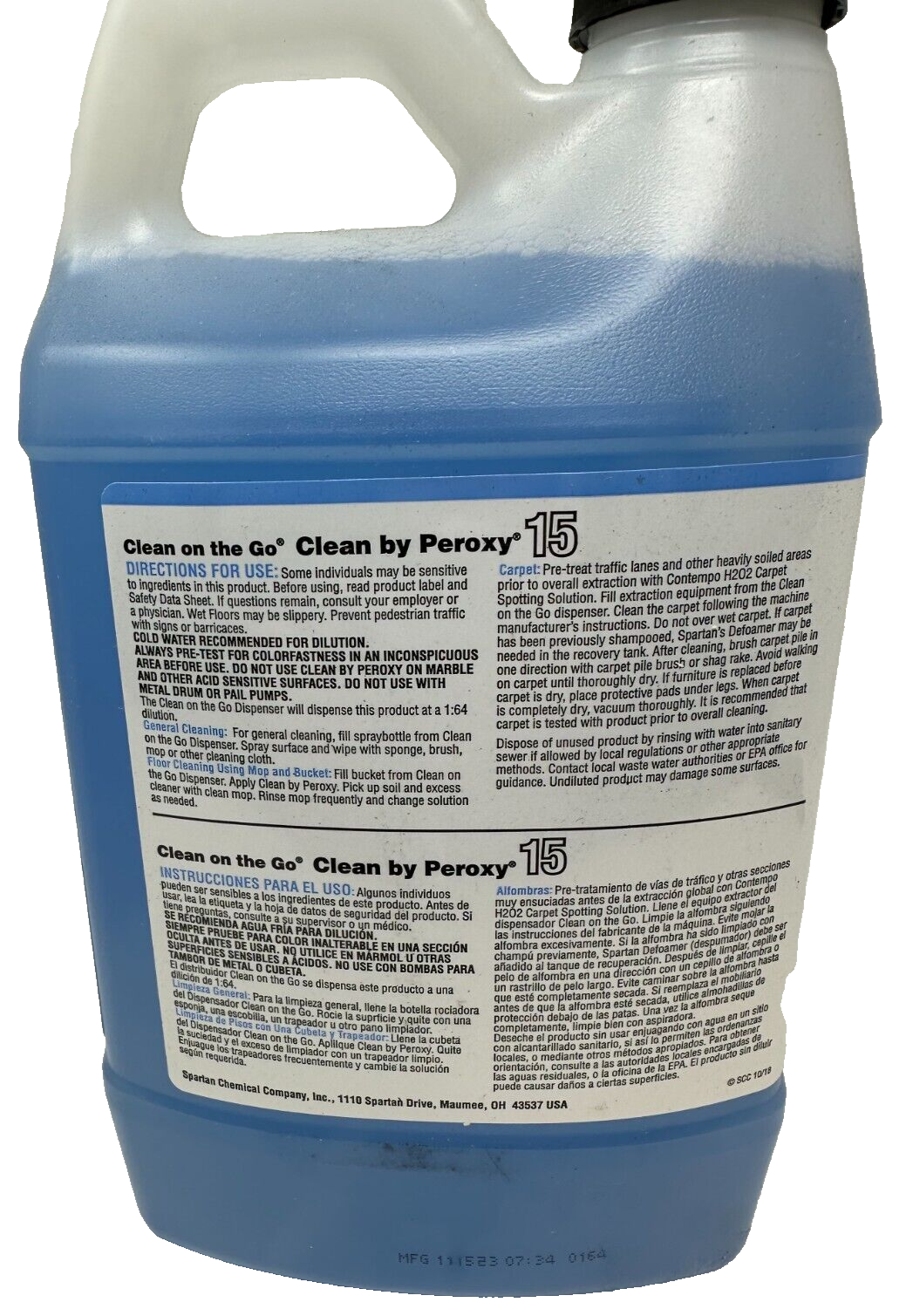 2 Liter Bottle of Spartan Clean By Peroxy Clean on the Go #15 New Free ...