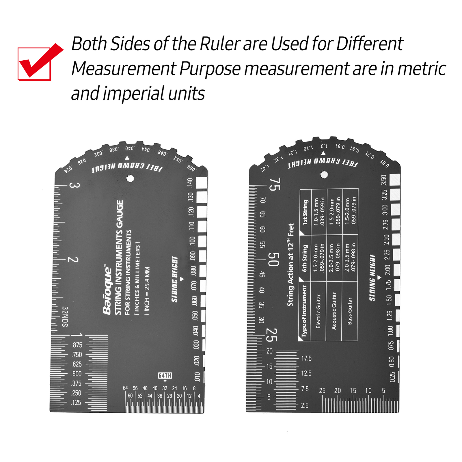 Baroque String Instruments Gauge String Action Gauge Ruler Pocket-size ...