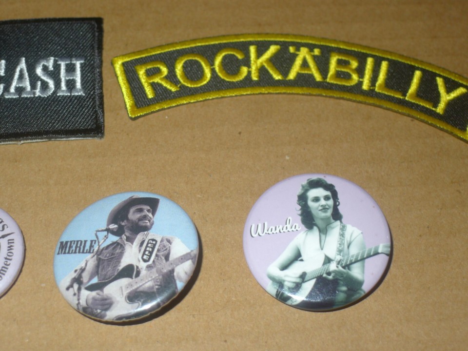 COUNTRY memorabilia LOT patch JOHNNY CASH pin DOLLY PARTON outlaw MERLE ...