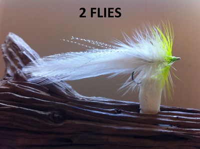 SEADUCER White/Chartreuse CLASSIC FLY 2 FLIES 34007 #2 redfish tarpon ...