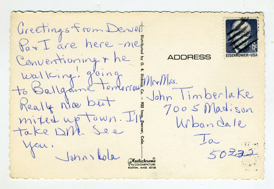 1960s? Postmarked Postcard- Maroon Creek- Aspen, CO | eBay