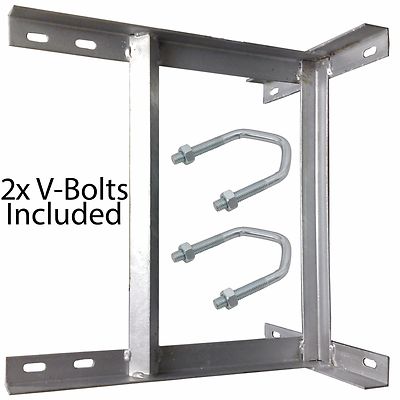 18”x18” Galvanised TV Aerial Wall Mounting Bracket & V Bolts–Pole/ Mast ...