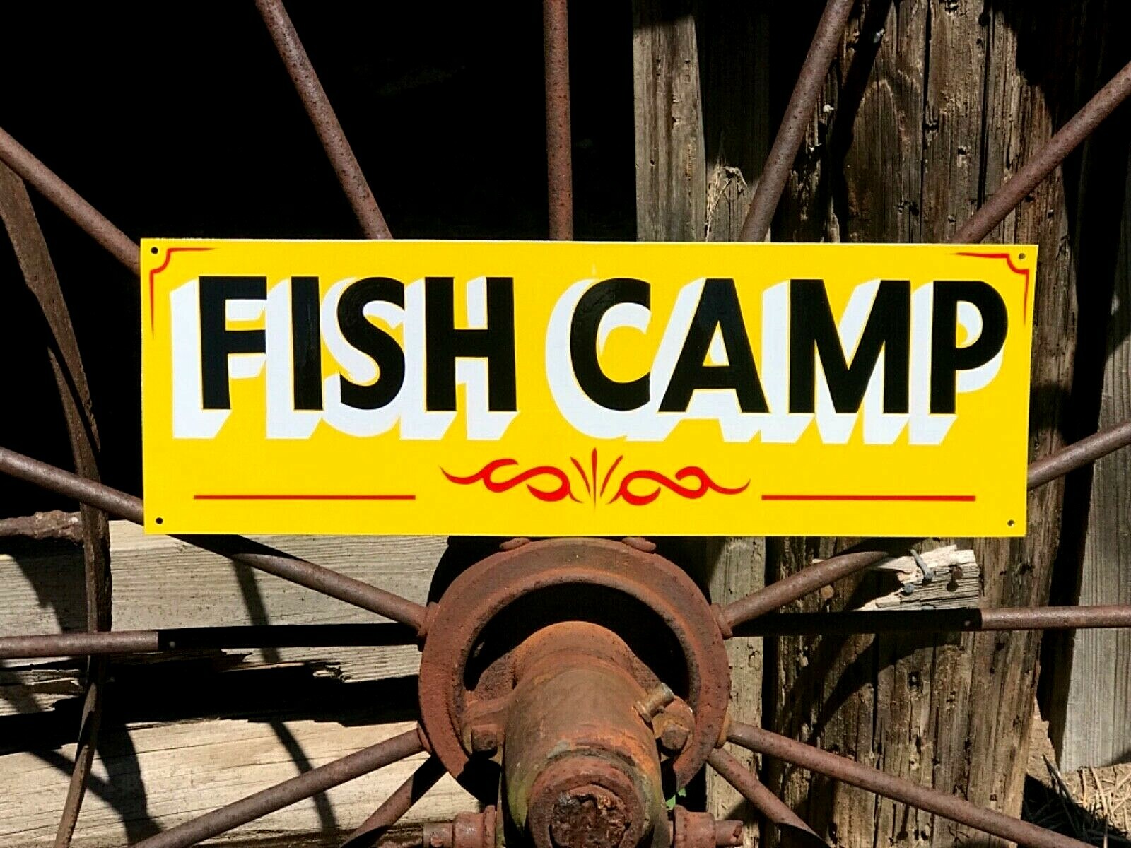 Vintage Hand Painted FISH CAMP SIGN Cabin Fishing Lodge Camping Hunting ...