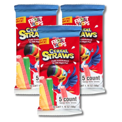 Froot Loops Cereal Wafer Fruity Straws, Milk Sippin Fun 5 Count of 3 ...