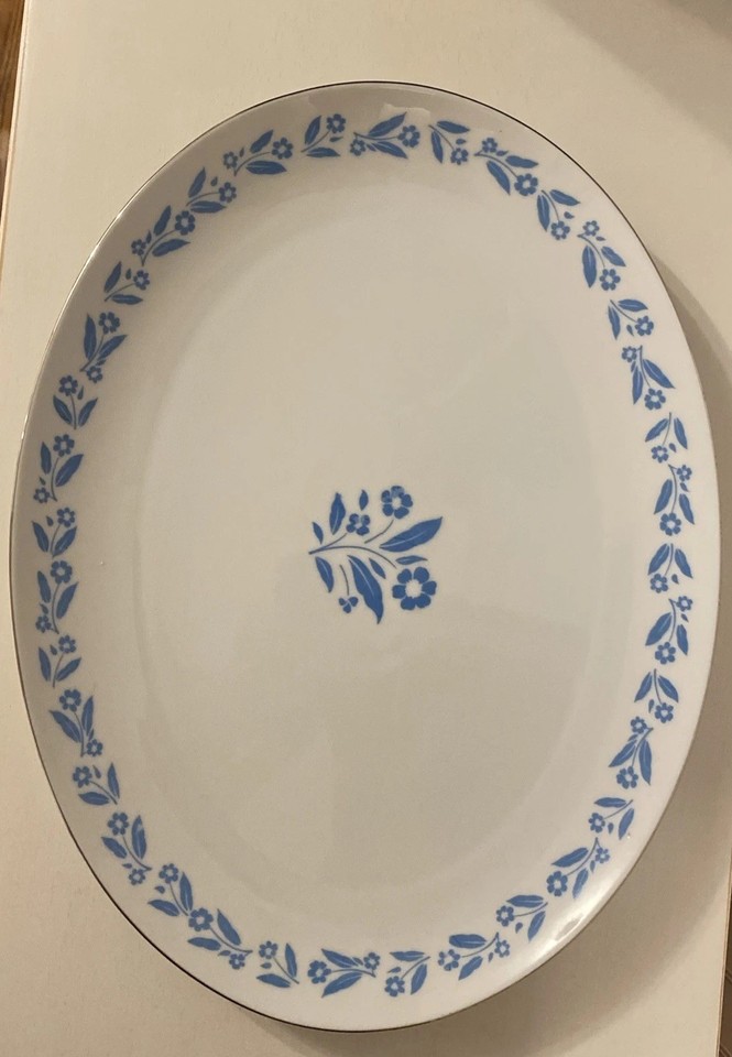 14” Symphony In Blue Fine China Japan Serving Platter Blue Cornflower ...
