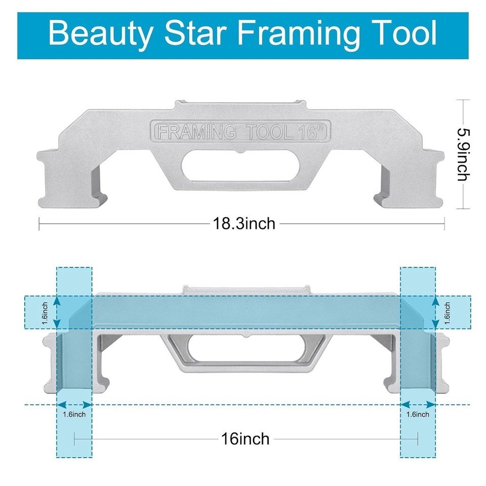Framing Tools On-Center Framing Stud Layout Tool 100% Metal Cast 16inch ...