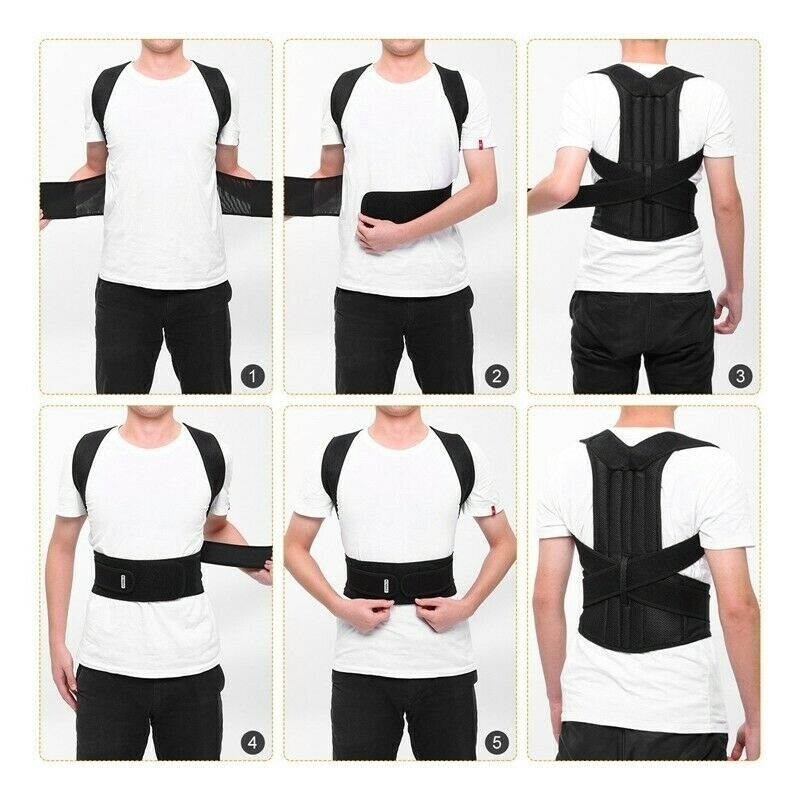 Men Women Posture Corrector Adjustable Low Back Support Shoulder Brace ...
