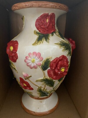 RARE FIND Vintage Signature Home Collection Porcelain 3D Poppies Vase ...