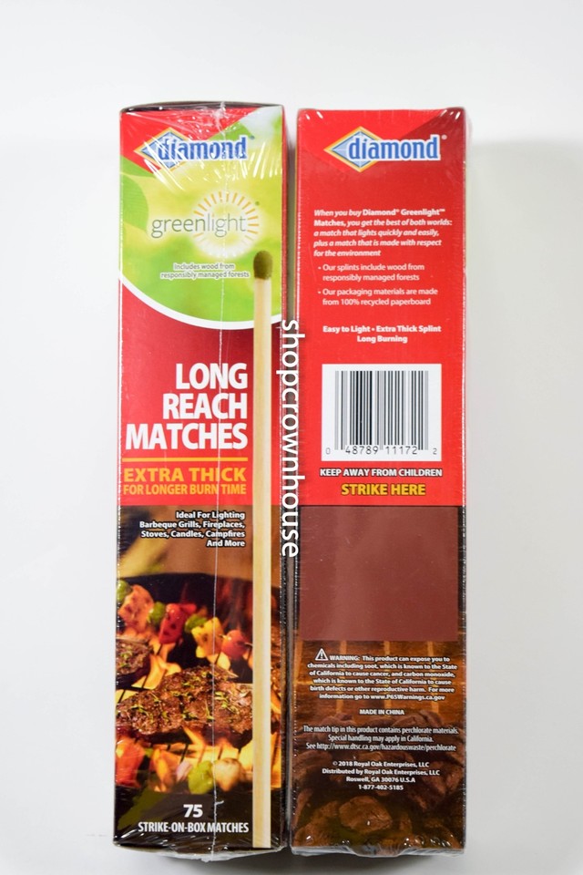 3 Diamond Long Reach Matches 75 Count box = 225 Total - Long Burn Time ...