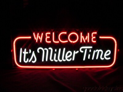US STOCK Welcome It's Miller Time Miller Lite Beer 20"x10" Neon Sign ...