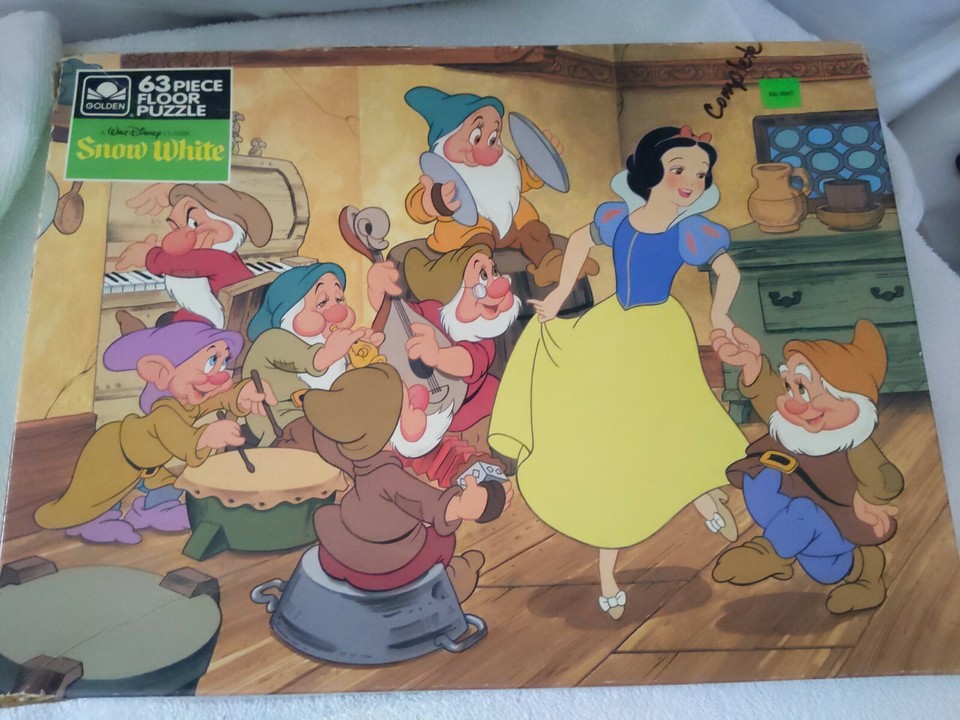 Vtg Snow White 63 Piece Floor Puzzle 17"X22" Golden | eBay
