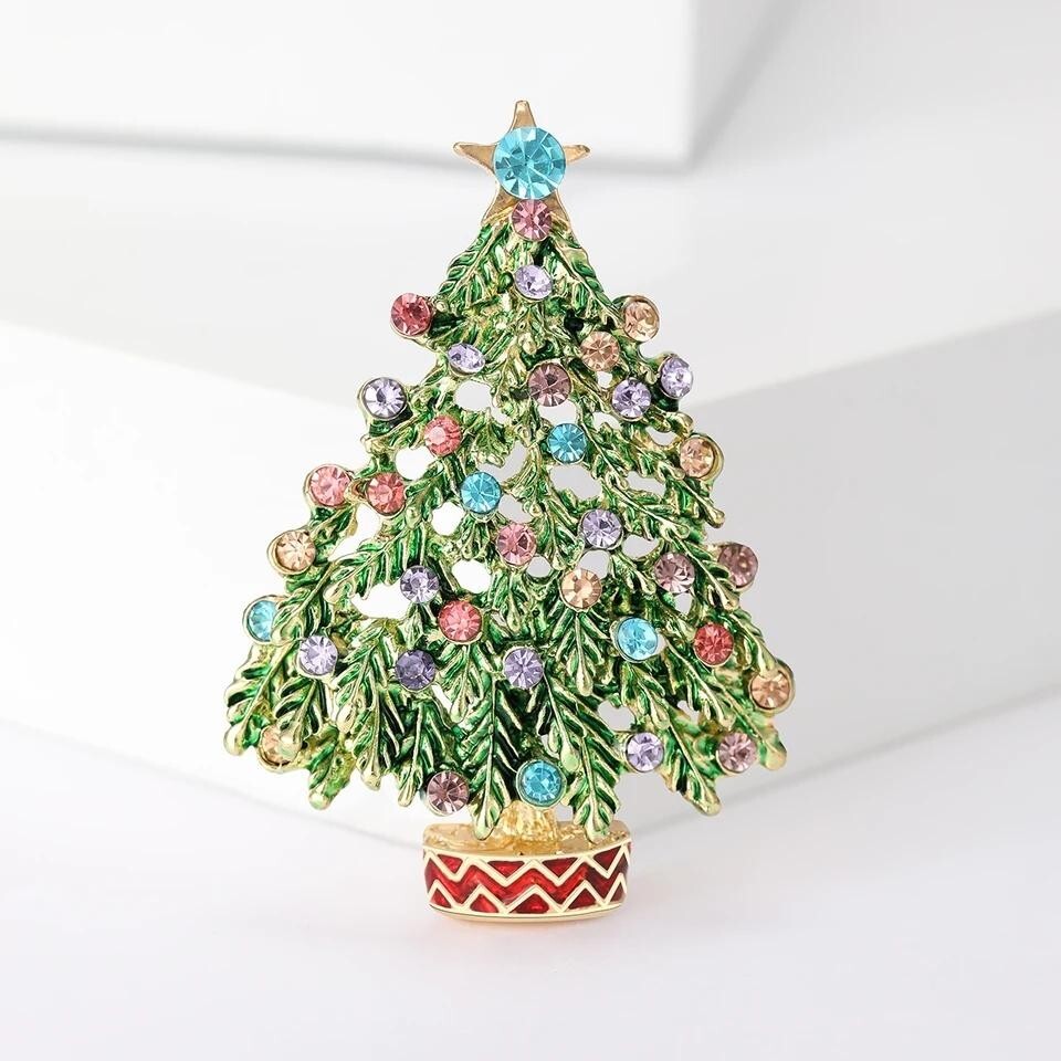 Stunning Sparkly Christmas Tree Brooch Xmas Brooch Party Pin Christmas ...