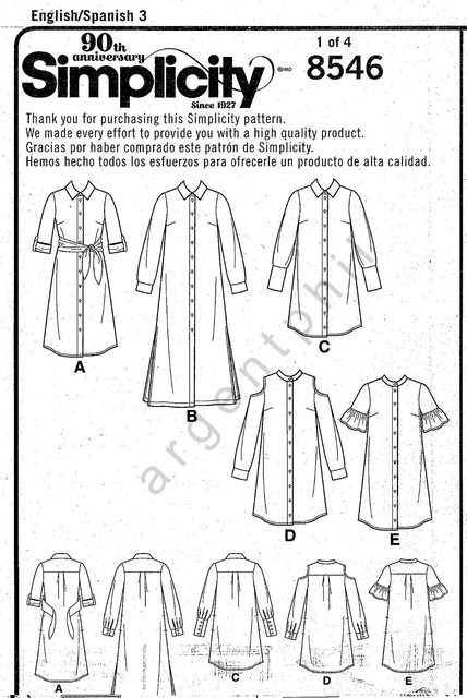 Misses & Petite Shirt Dress Duster Sewing Pattern Simplicity 8546 Size ...