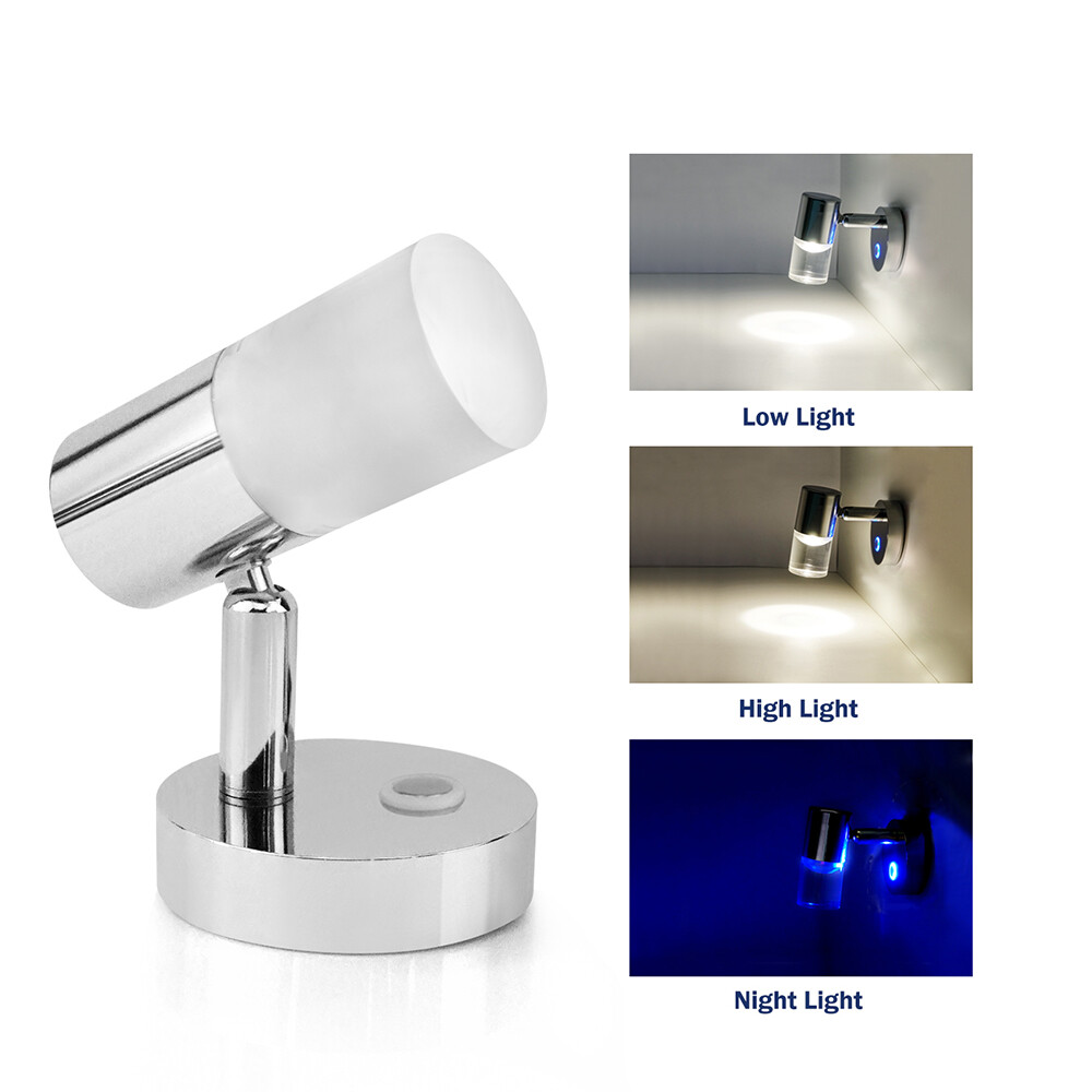 12V-24V Interior LED Spot Reading Light RV Boat Camper Bedside Dimmable ...