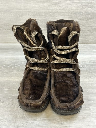 Oscar Sport Brown Fur Winter Boots Winna Made in Italy Y2k Women's Size ...