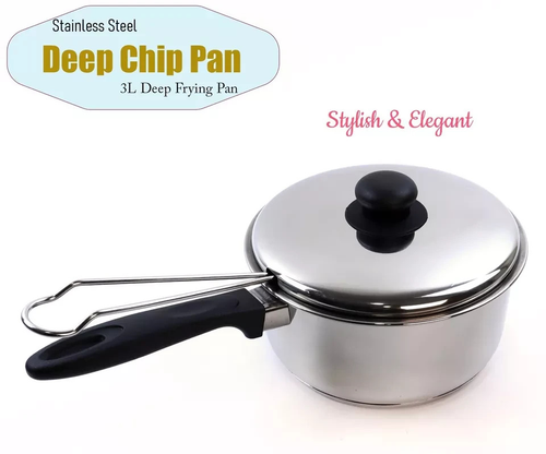 Stainless Steel Chip Pan Deep Cooking Fryer Pot Frying Basket Saucepan ...