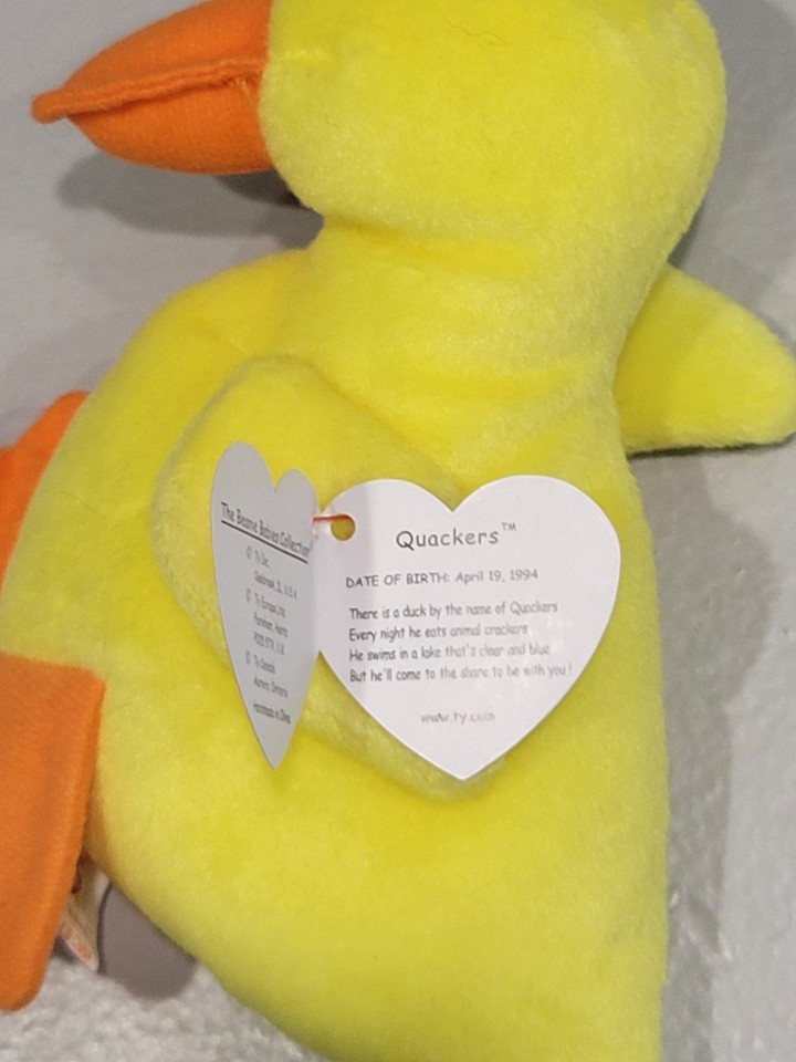 TY Beanie Baby – Quackers the Duck (1994) - Free Domestic Shipping | eBay