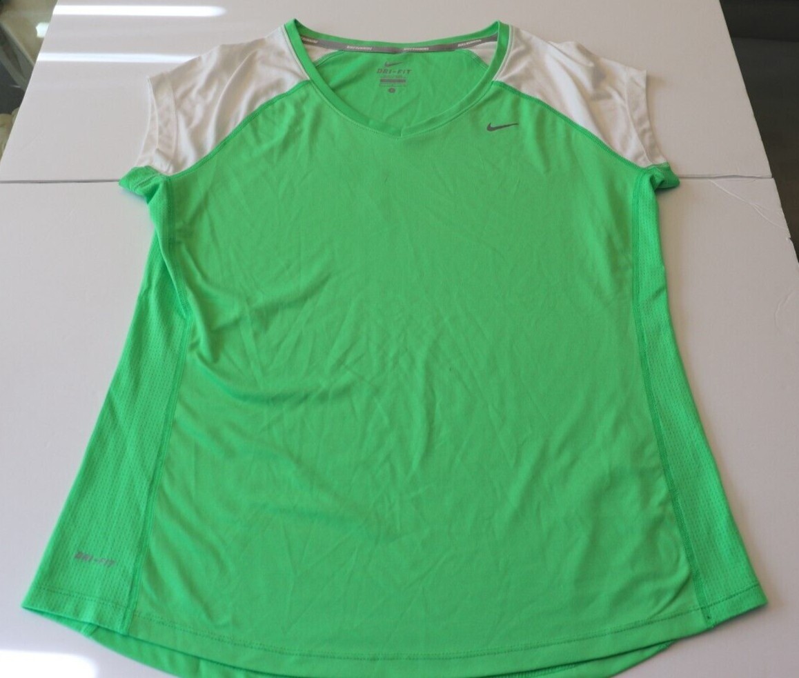 Nike Womens Dry Fit Running Shirt, Lime Green, Size Large with ...