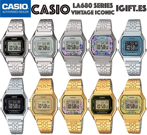 CASIO LA680⎪Dorado⎪Plateado⎪Flores⎪Azul⎪Negro⎪Original⎪VINTAGE ICONIC⎪Mujer | eBay