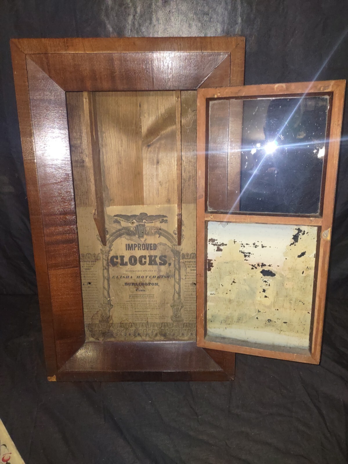 Antique Elisha Hotchkiss Wall Clock Weight Driven Clock Case Only Parts ...