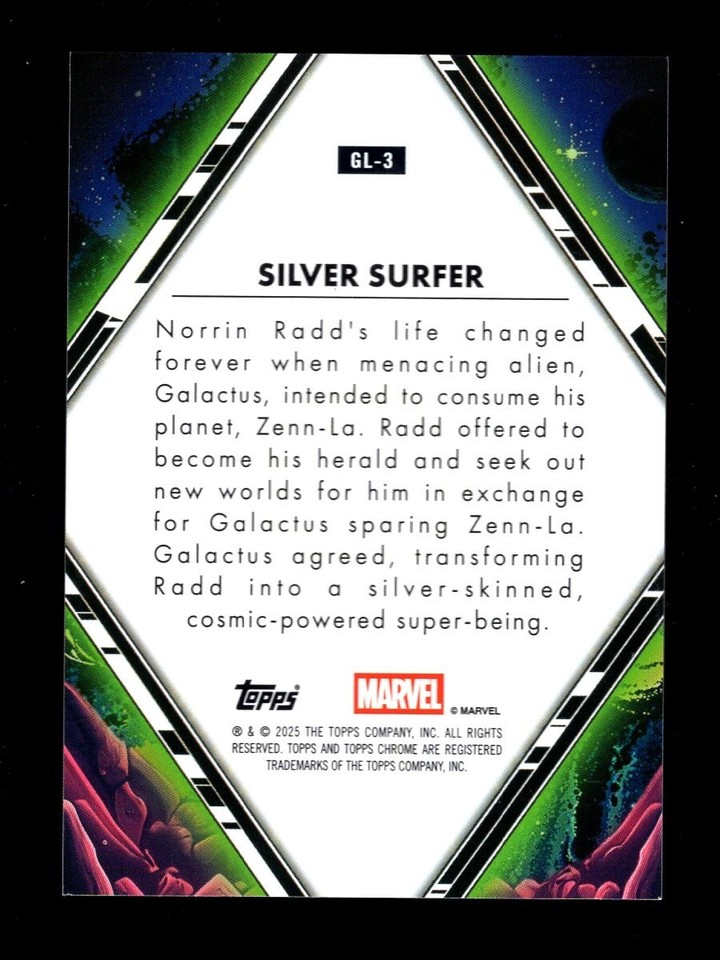 2025 TOPPS CHROME MARVEL GALACTIC LEGENDS ORANGE LAVA SILVER SURFER 4/ ...