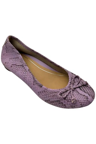 Vionic Leather Bow Ballet Flats Callisto Cream Pastel Lilac Snake