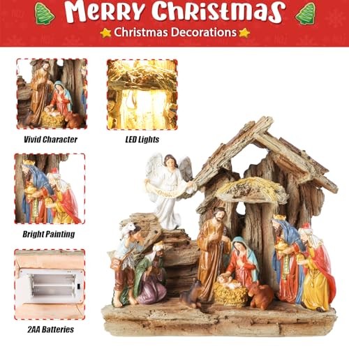 Nativity Sets Christmas Village Manger Nativity Scene Indoor Baby 9.8 ...