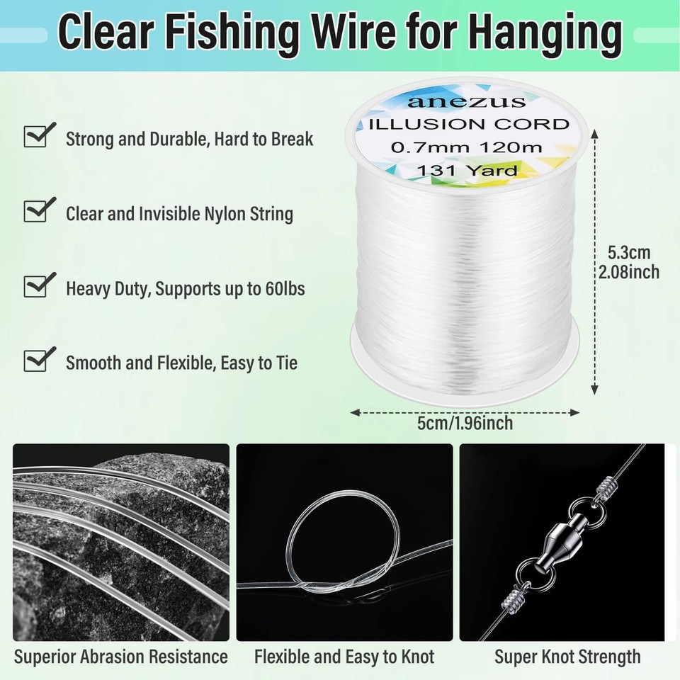 Anezus Fishing Wire for Hanging Clear Fishing Line Invisible String ...